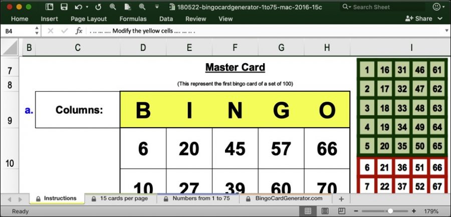 Bingo Card Generator Excel Mac 15 Cards - Bingo Card Generator
